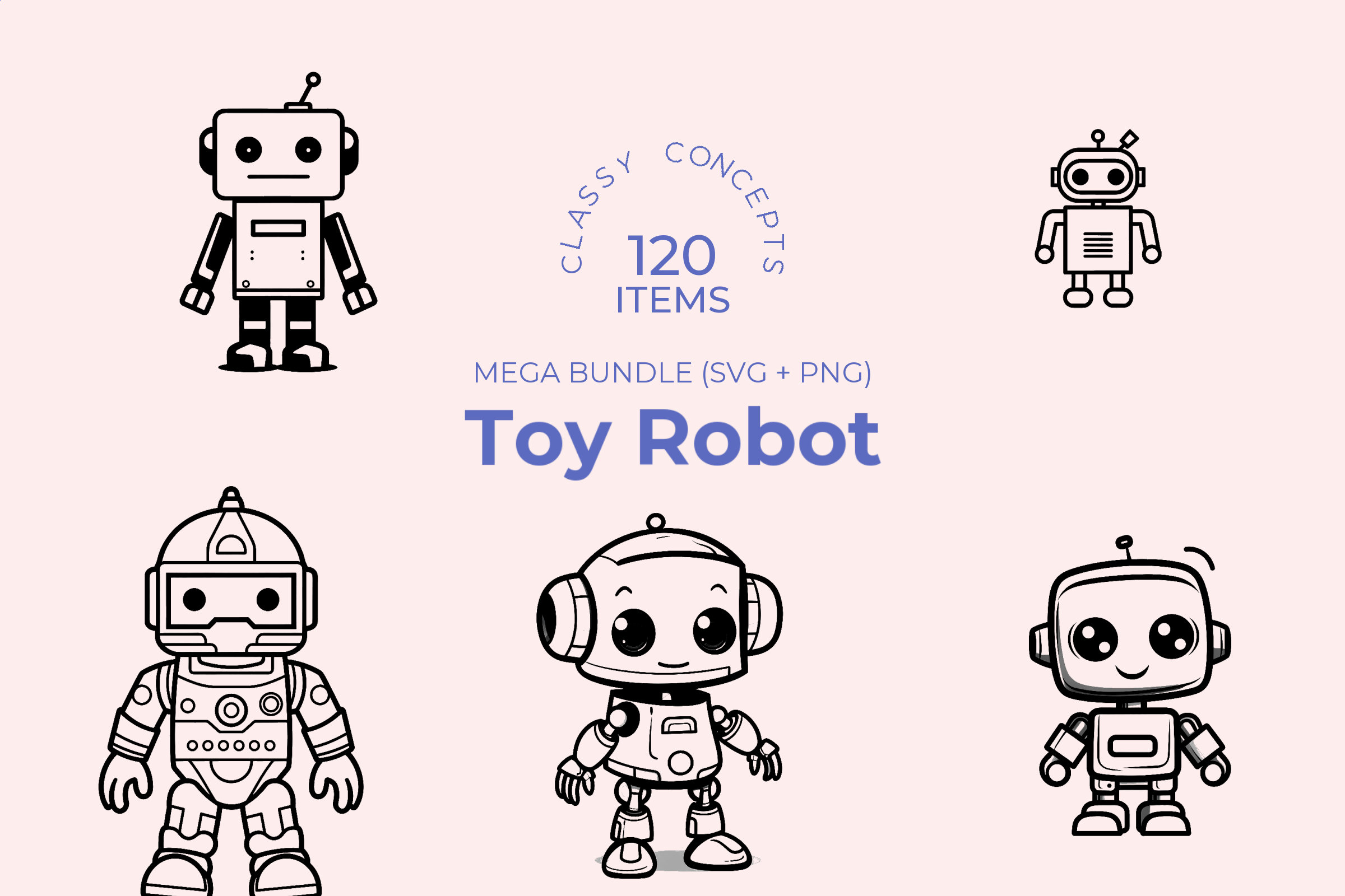 Toy Robot SVG Bundle 120 Cut Files Robot Silhouette and - Etsy