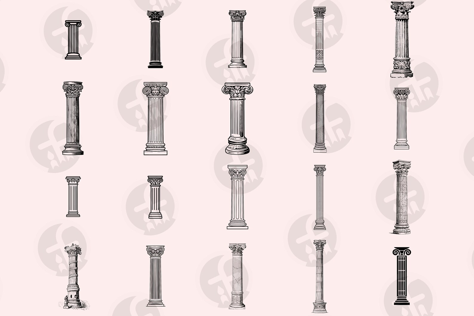 Roman Column SVG Bundle 126 Cut Files Ancient Architecture in Black and ...