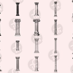 Roman Column SVG Bundle - 126 Cut Files - Ancient Architecture in Black ...