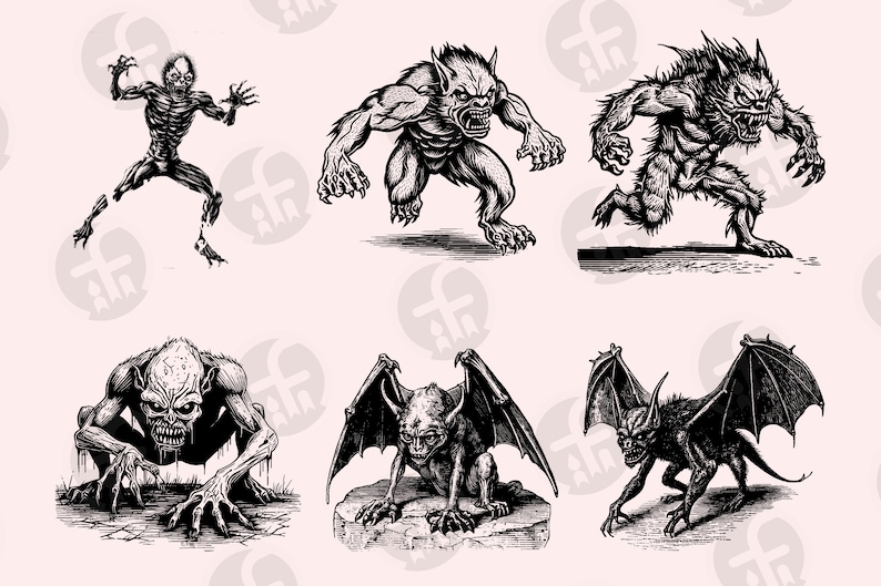 Imp SVG Bundle: 36 Monster Designs, Laser Engraving Clipart (digital ...