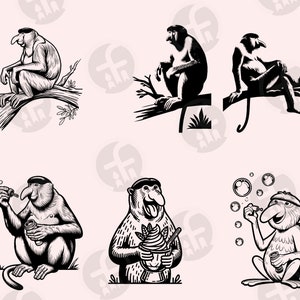 Proboscis Monkey SVG Bundle 54 Designs Monkey Sublimation Laser Files ...