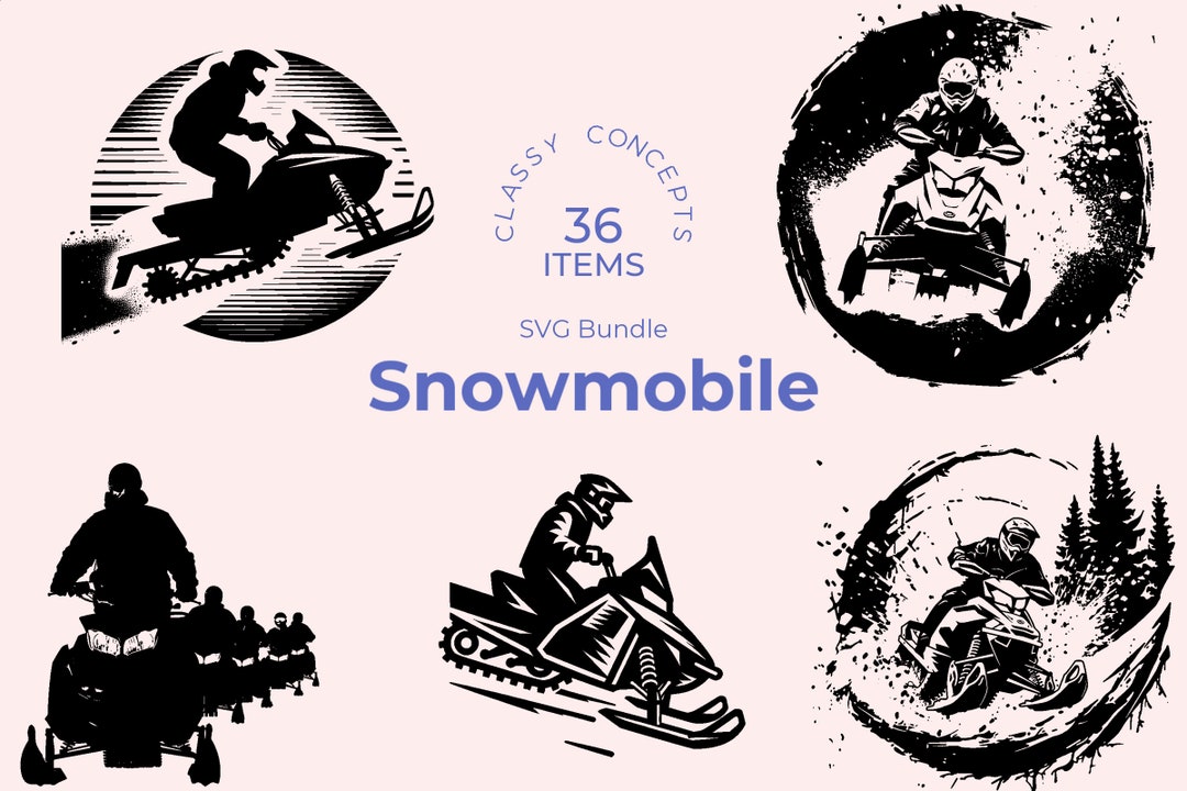 Snowmobile SVG Bundle 36 Designs Winter Sports Silhouettes for Laser ...