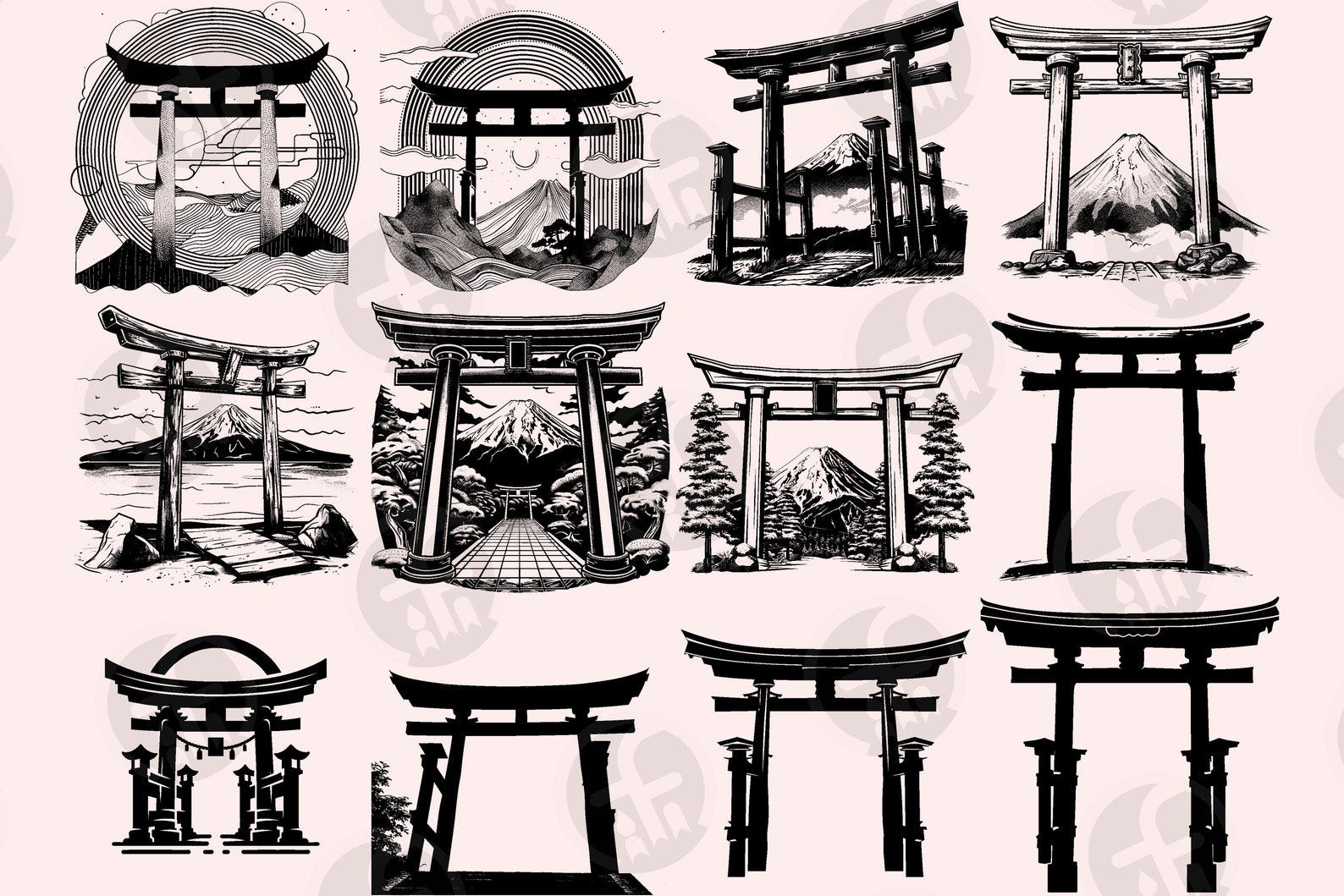 Torii Gate SVG Bundle 72 Cut Files Japanese Culture Designs for ...