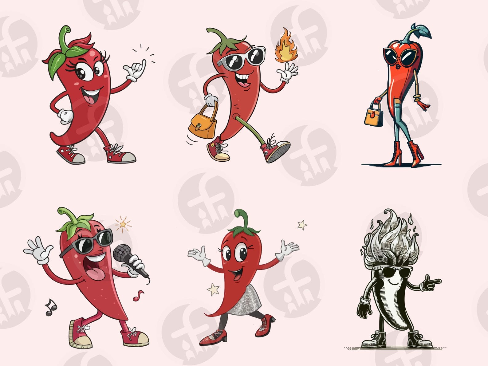 Red Hot Chili Pepper SVG Bundle: Spicy Character Designs (digital ...