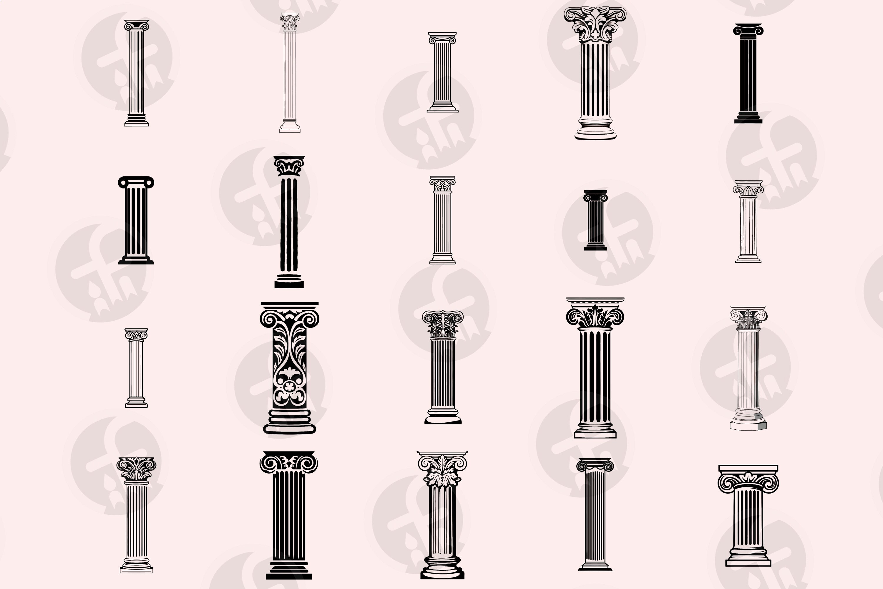 Roman Column SVG Bundle 126 Cut Files Ancient Architecture - Etsy
