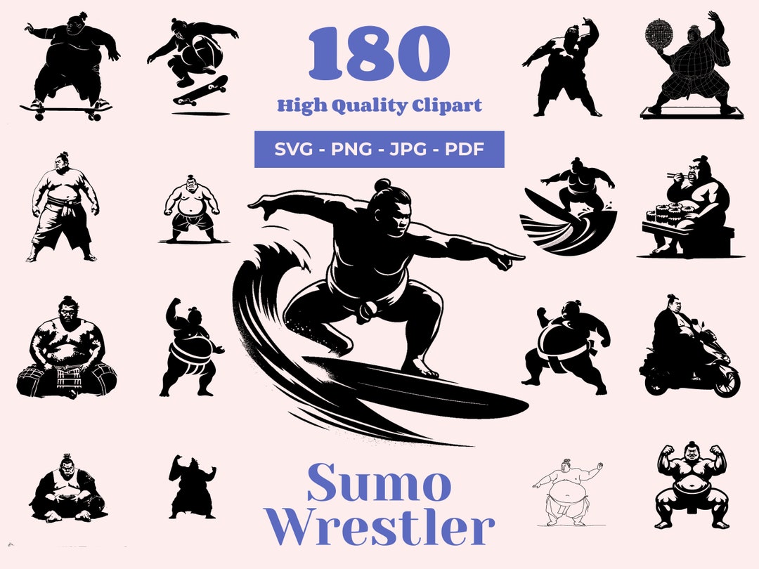 Sumo SVG Bundle - 180 Designs - Sumo Wrestler - Japanese Sports Icons ...