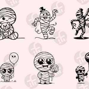 Cute Mummy SVG Bundle - 36 Designs - Halloween Decor SVG - Adorable ...