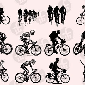 Cyclist SVG Bundle 72 Cut Files Bike Silhouette Bicycle Clipart Black ...