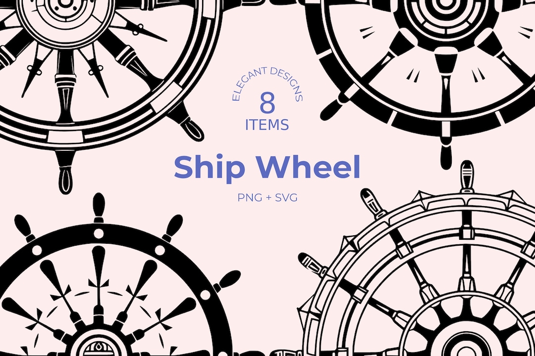 Ship Wheel SVG - 8 Minimalist Line Art - Nautical Design - Boat ...