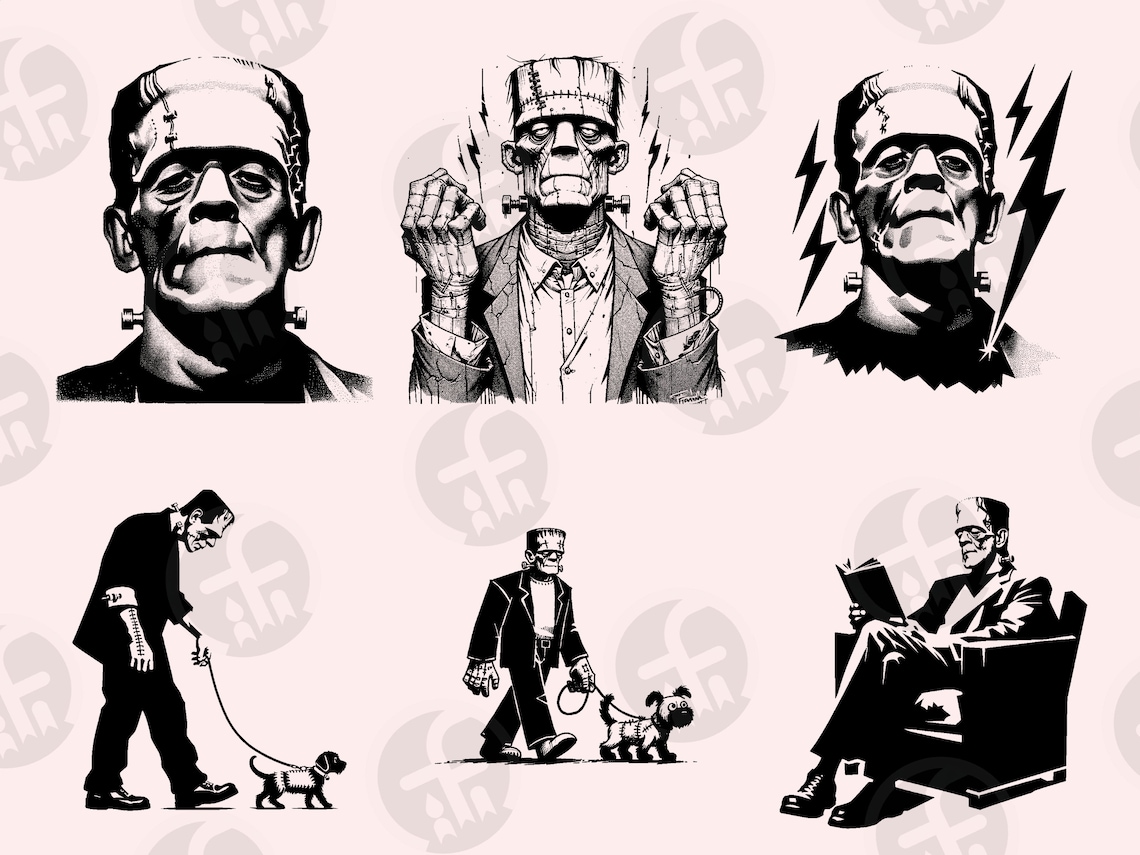 Frankenstein SVG Bundle: 36 Halloween Monster Clipart Designs (digital ...