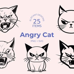 Angry Cat Line Art SVG: Furious Feline Designs (digital Download) - Etsy