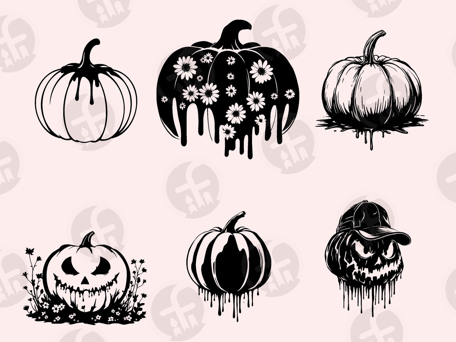 Dripping Pumpkin SVG Bundle: 36 Halloween Clipart Designs (digital ...