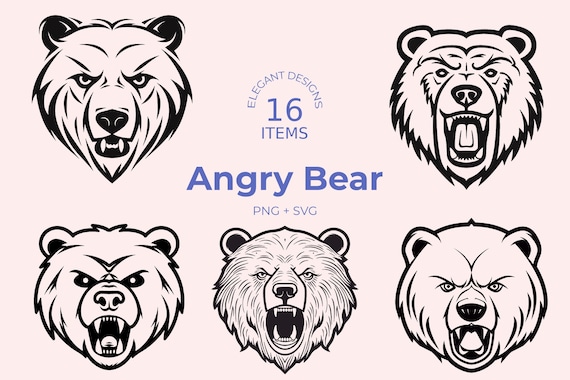 Angry Bear Clip Art Black And White