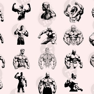 Bodybuilder SVG Bundle 152 Cut Files Strength, Fitness, and Muscle in ...