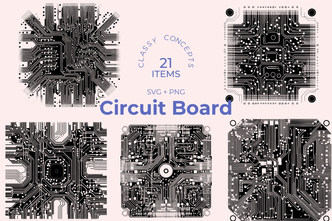 Circuit Board SVG 21 Cut Files Tech-inspired Design Black and White ...