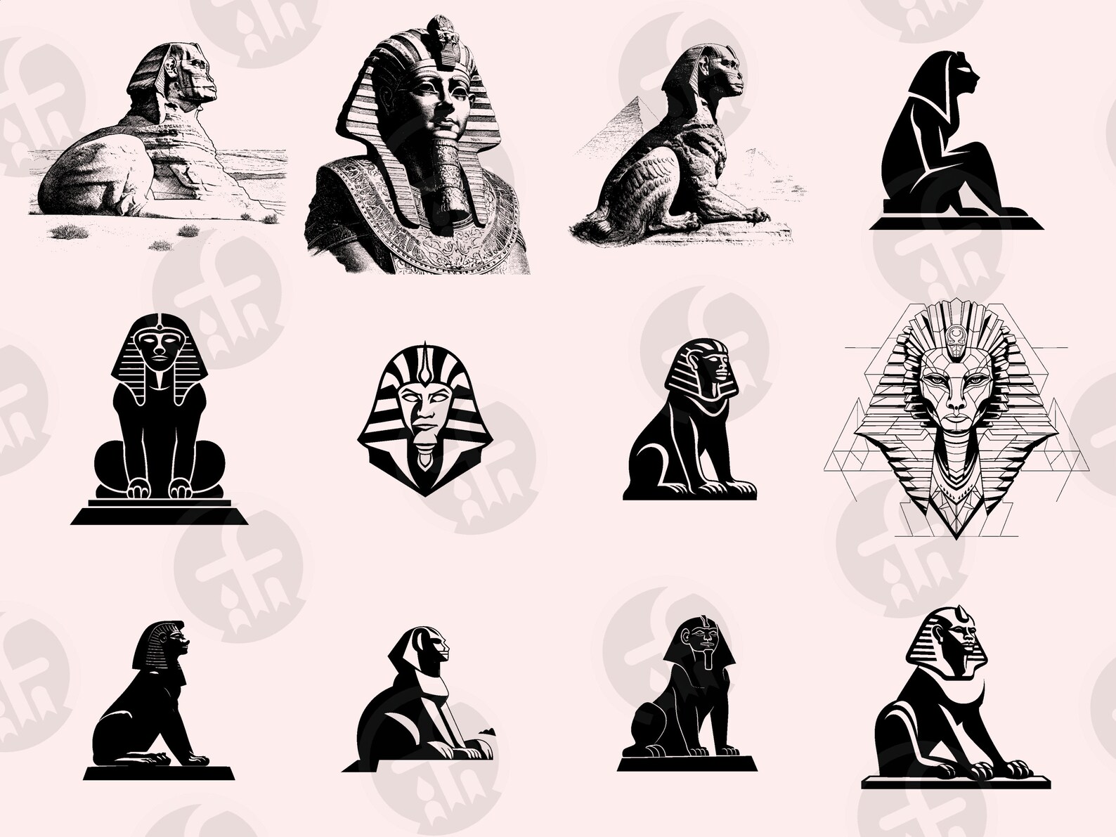 Egyptian Sphinx SVG Clipart Bundle – 84 Unique Designs (digital ...