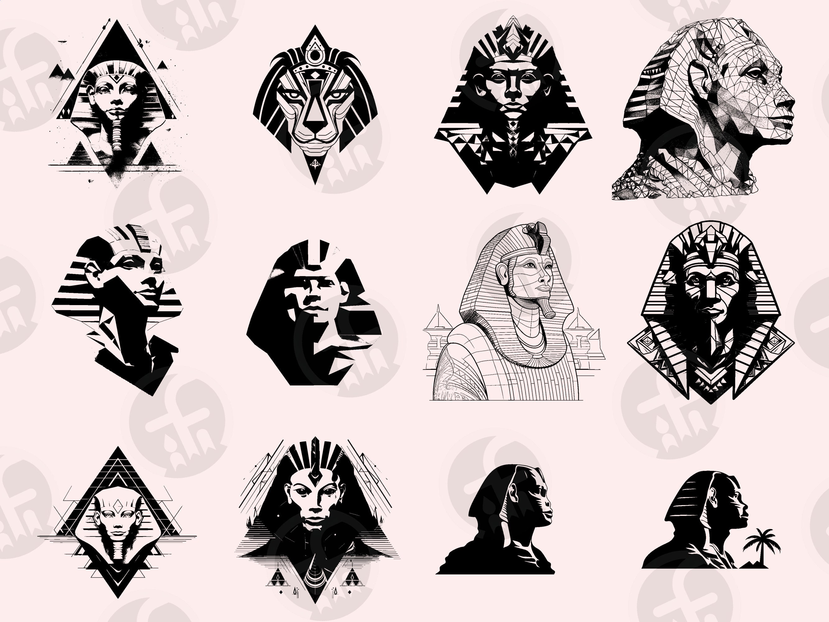 Egyptian Sphinx SVG Clipart Bundle – 84 Unique Designs (digital ...
