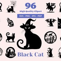 Black Cat Svg - Etsy