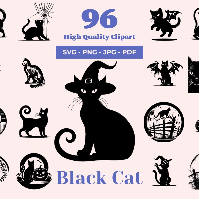 Halloween Cat Svg - Etsy
