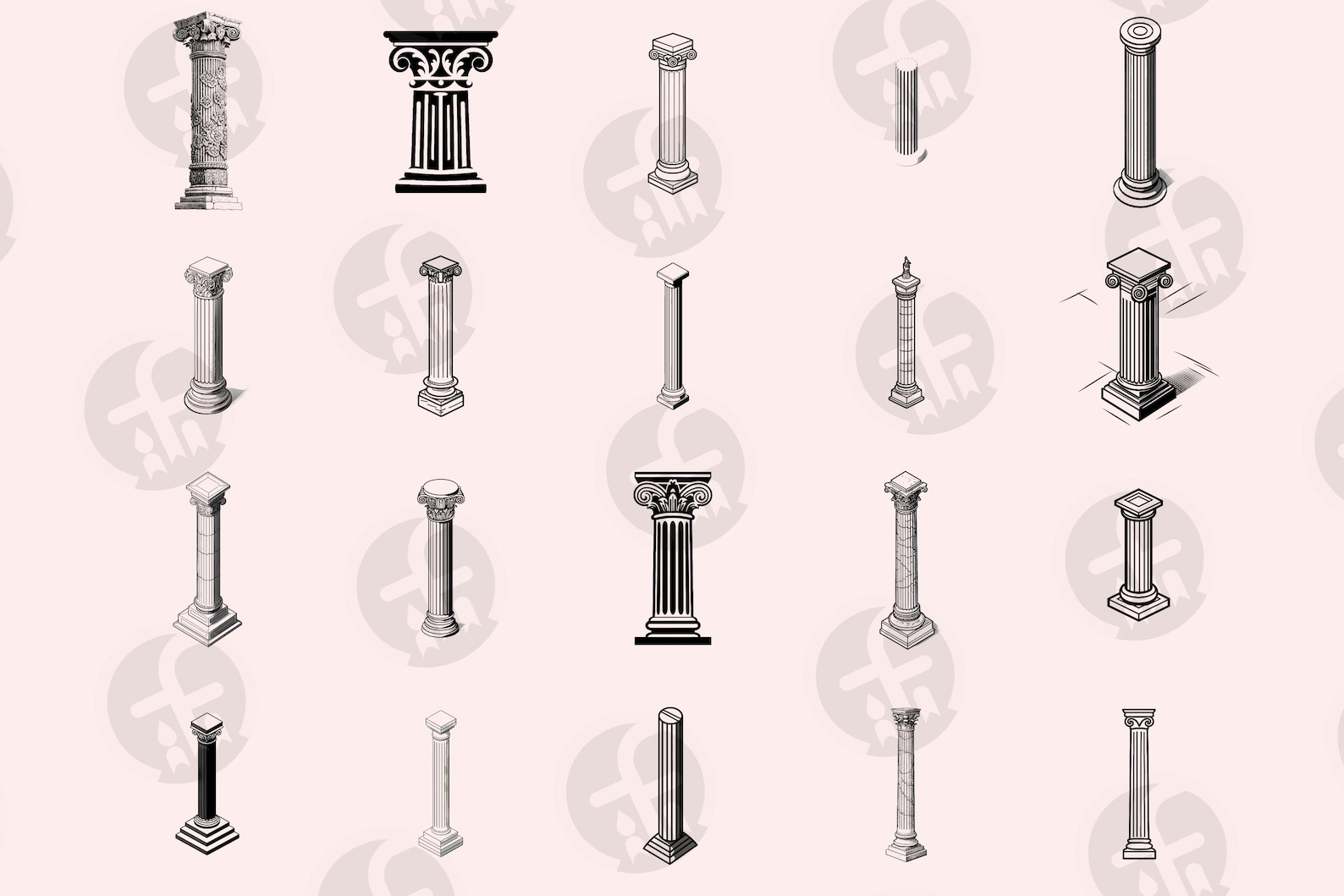 Roman Column SVG Bundle 126 Cut Files Ancient Architecture in Black and ...