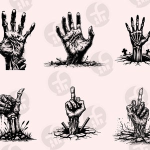 Zombie Hands SVG Bundle 96 Designs Undead Hand Gestures Halloween ...