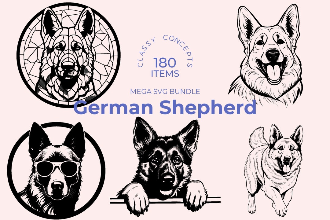 German Shepherd SVG Bundle 180 Unique Designs Police Dog Art ...