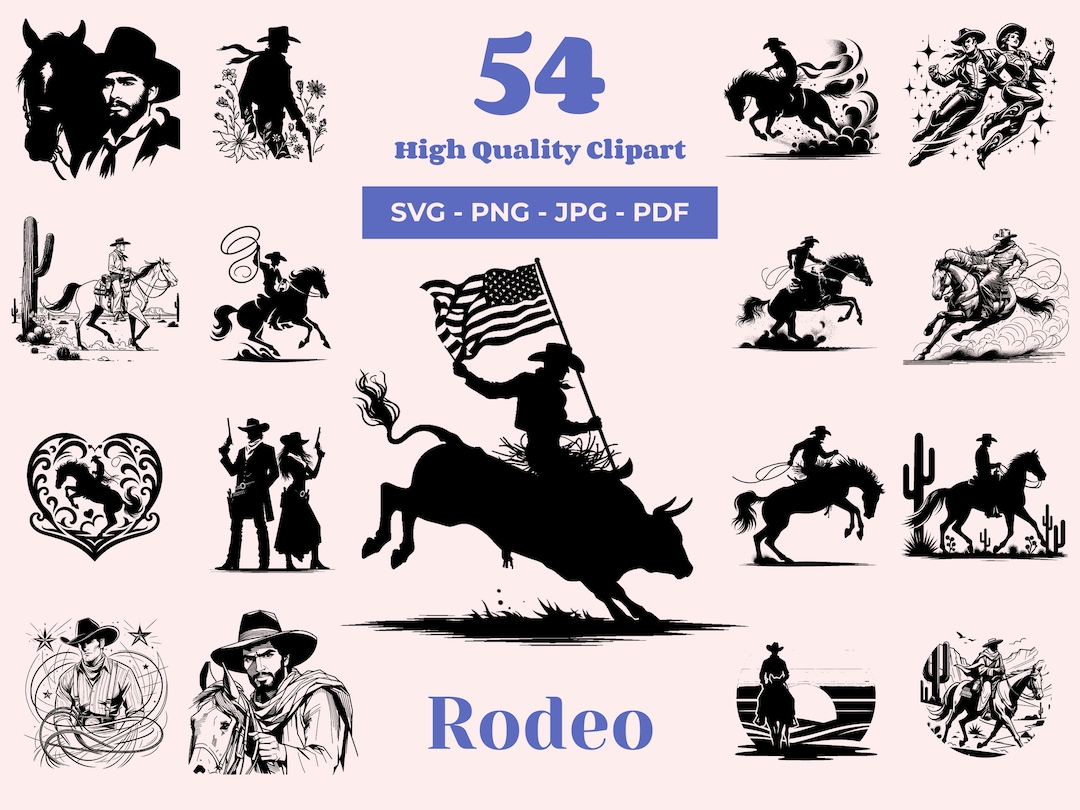 Rodeo SVG Bundle: 54 Cowboy & Bull Riding Designs (digital Download) - Etsy