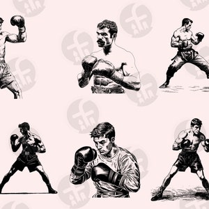 Boxer Fighter SVG Bundle: 28 Vintage Boxing Clipart Designs (digital ...