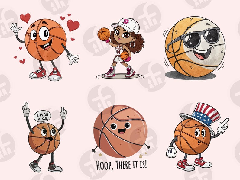 Cartoon Basketball SVG Bundle: Retro Mascot Designs (36 Designs ...