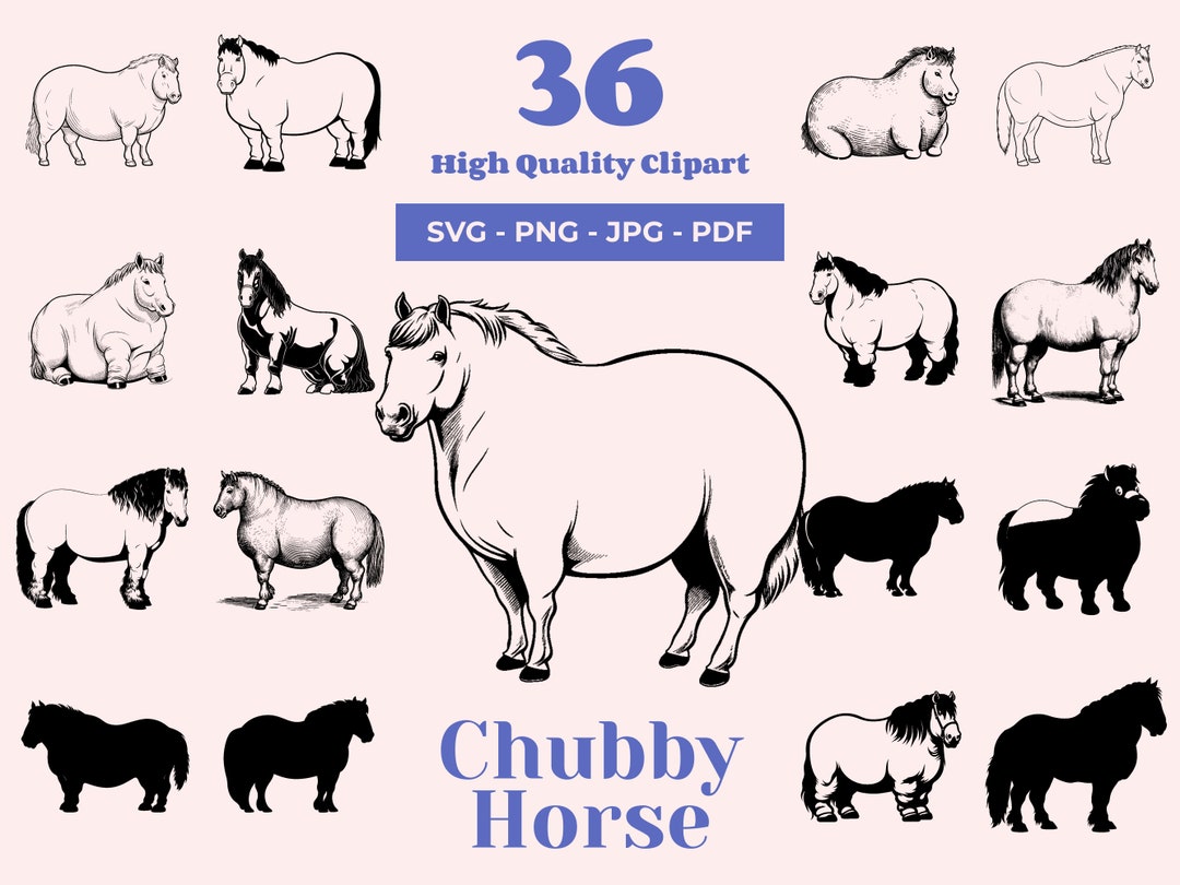 Fat Horse SVG Bundle: 36 Heavy Equine Designs (digital Download) - Etsy