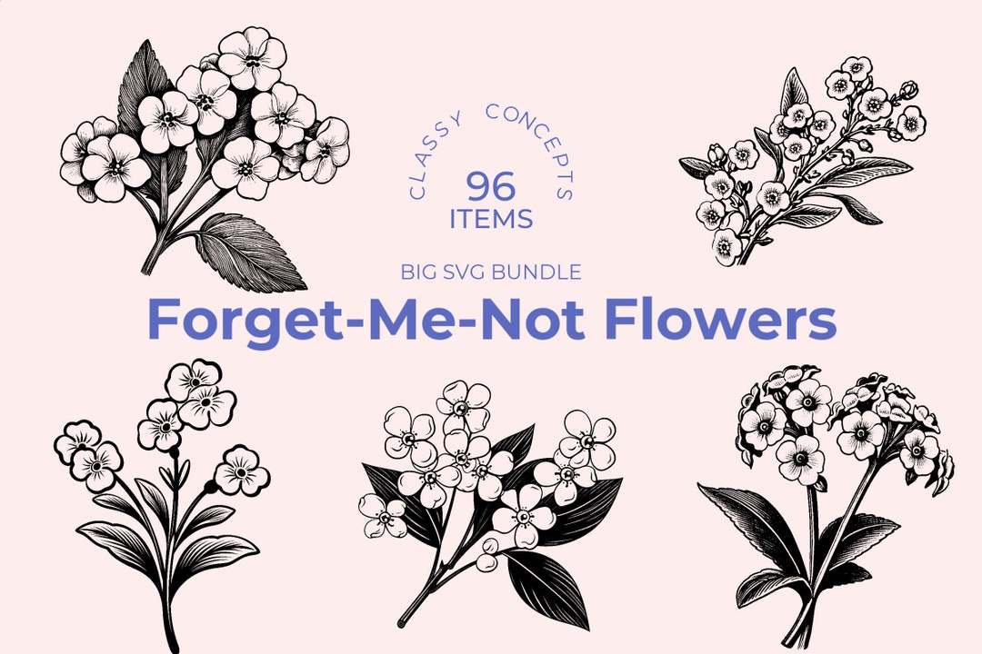 Forget-me-not Flowers SVG Bundle 96 Vintage Engravings Cut Files ...