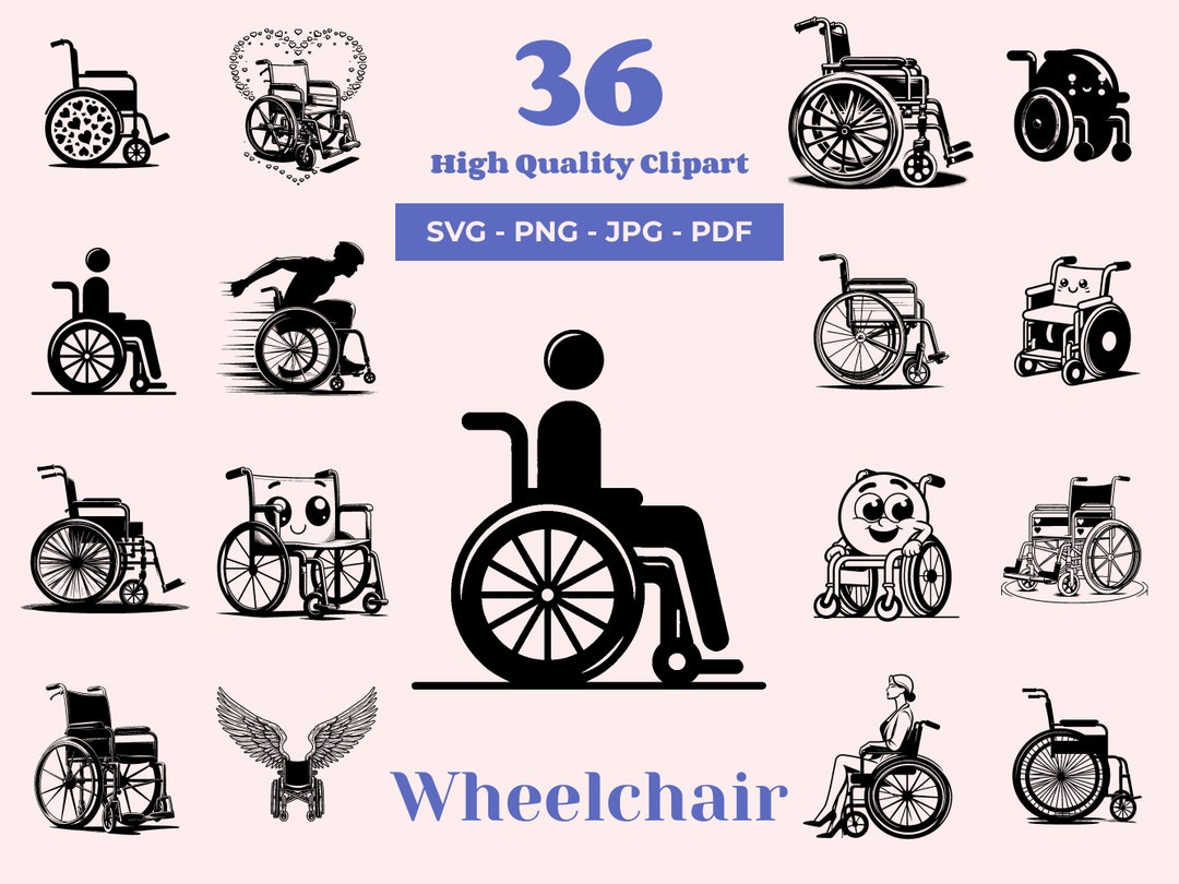 Wheelchair SVG Bundle: 36 Disability Clipart Designs (cricut & Laser ...