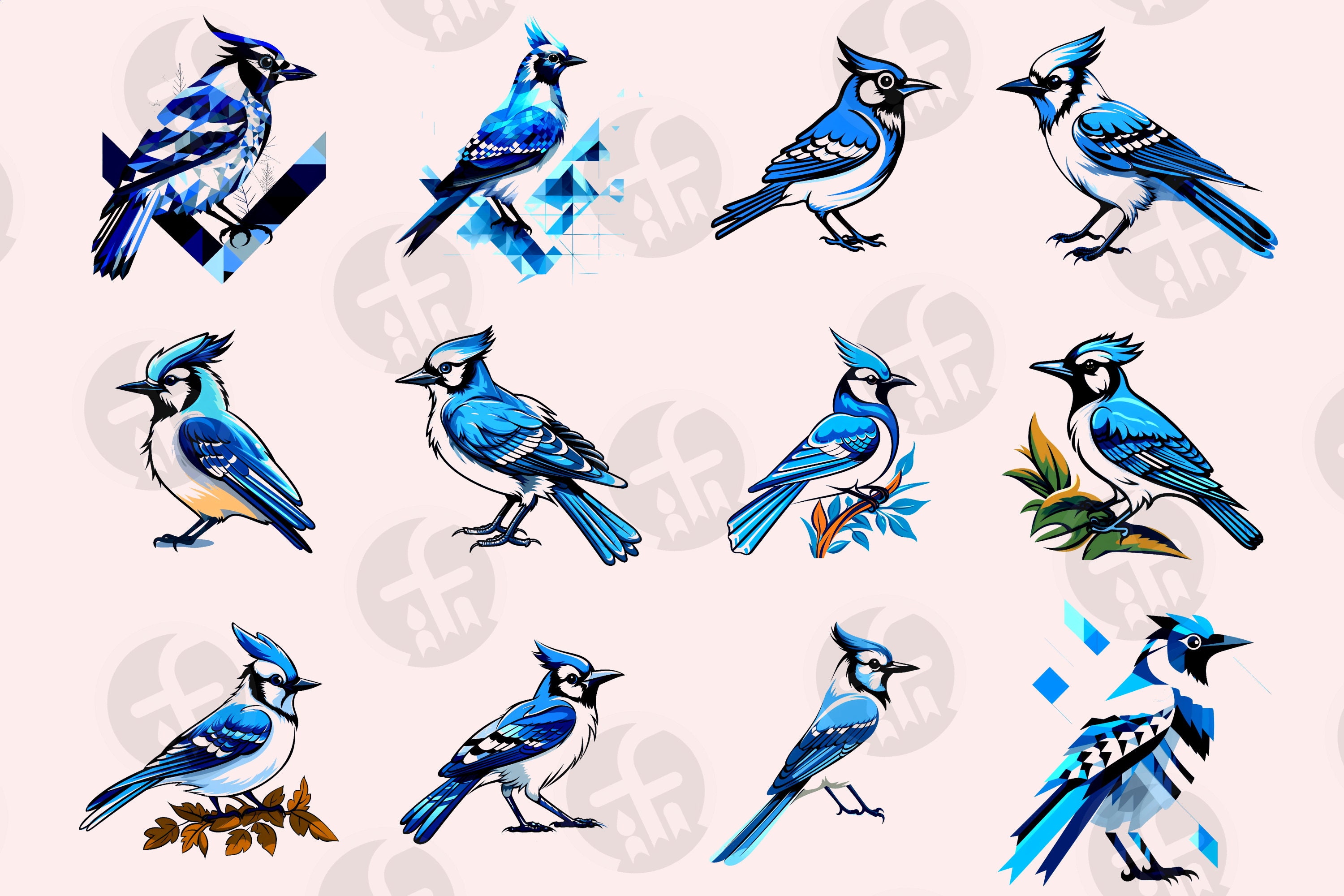 Black and White Blue Jay SVG Bundle 72 Distinct Bird Designs - Etsy