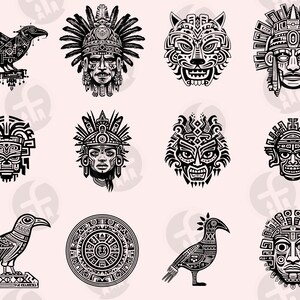 Aztec SVG Bundle - 96 Unique Designs - Ancient Mesoamerican Art ...