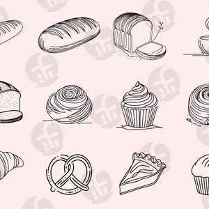 Baked Goods SVG Bundle 84 Cut Files Minimalist Bakery Decor Kitchen ...