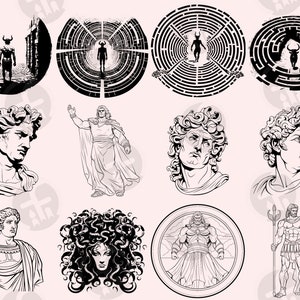 Greek Mythology SVG Bundle - 96 Cut Files - Olympus Gods - Sublimation ...
