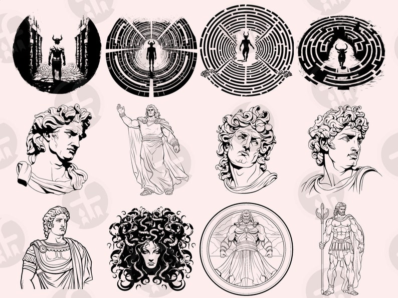 Greek Mythology SVG Bundle - 96 Cut Files - Olympus Gods - Sublimation ...
