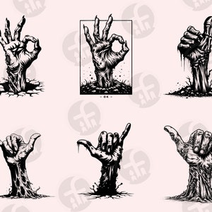 Zombie Hands SVG Bundle 96 Designs Undead Hand Gestures Halloween ...