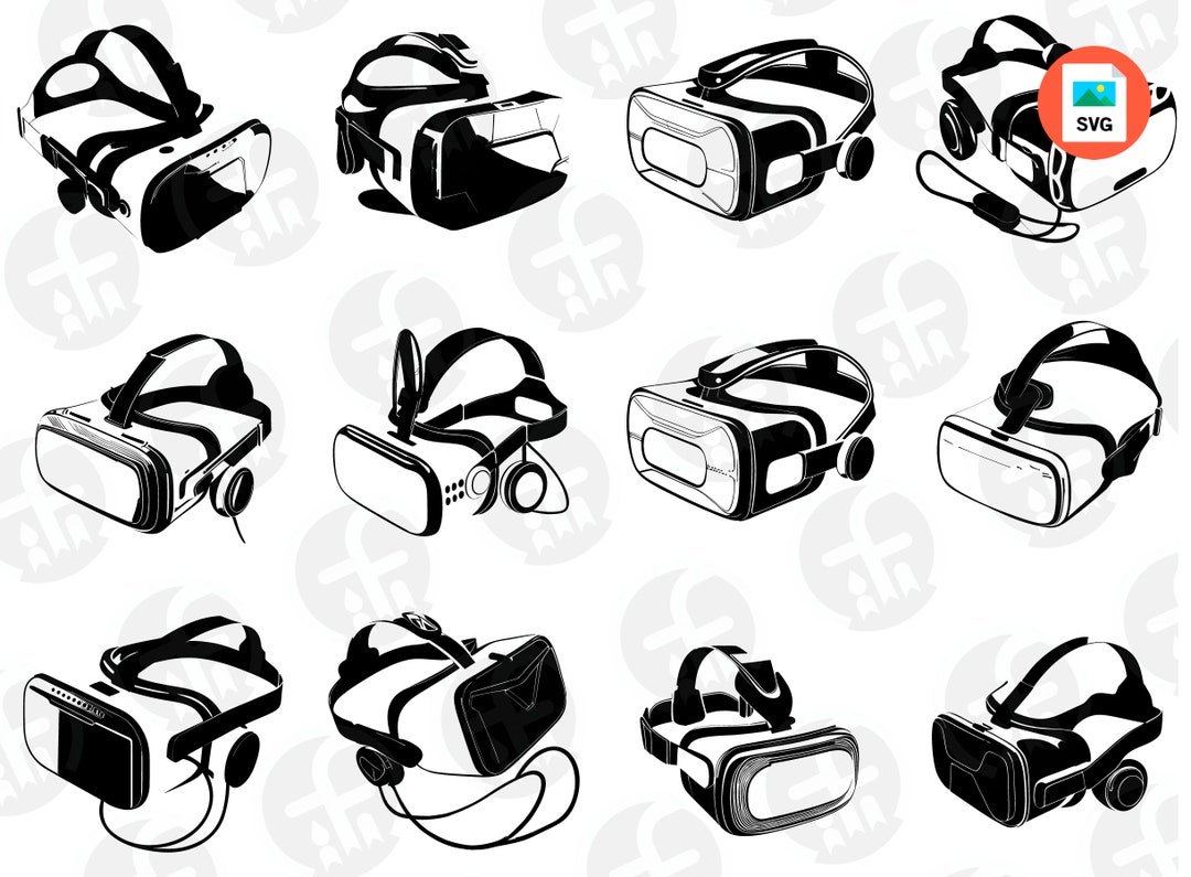 VR Headset SVG Bundle: Ai-generated Virtual Reality Glasses Silhouette ...