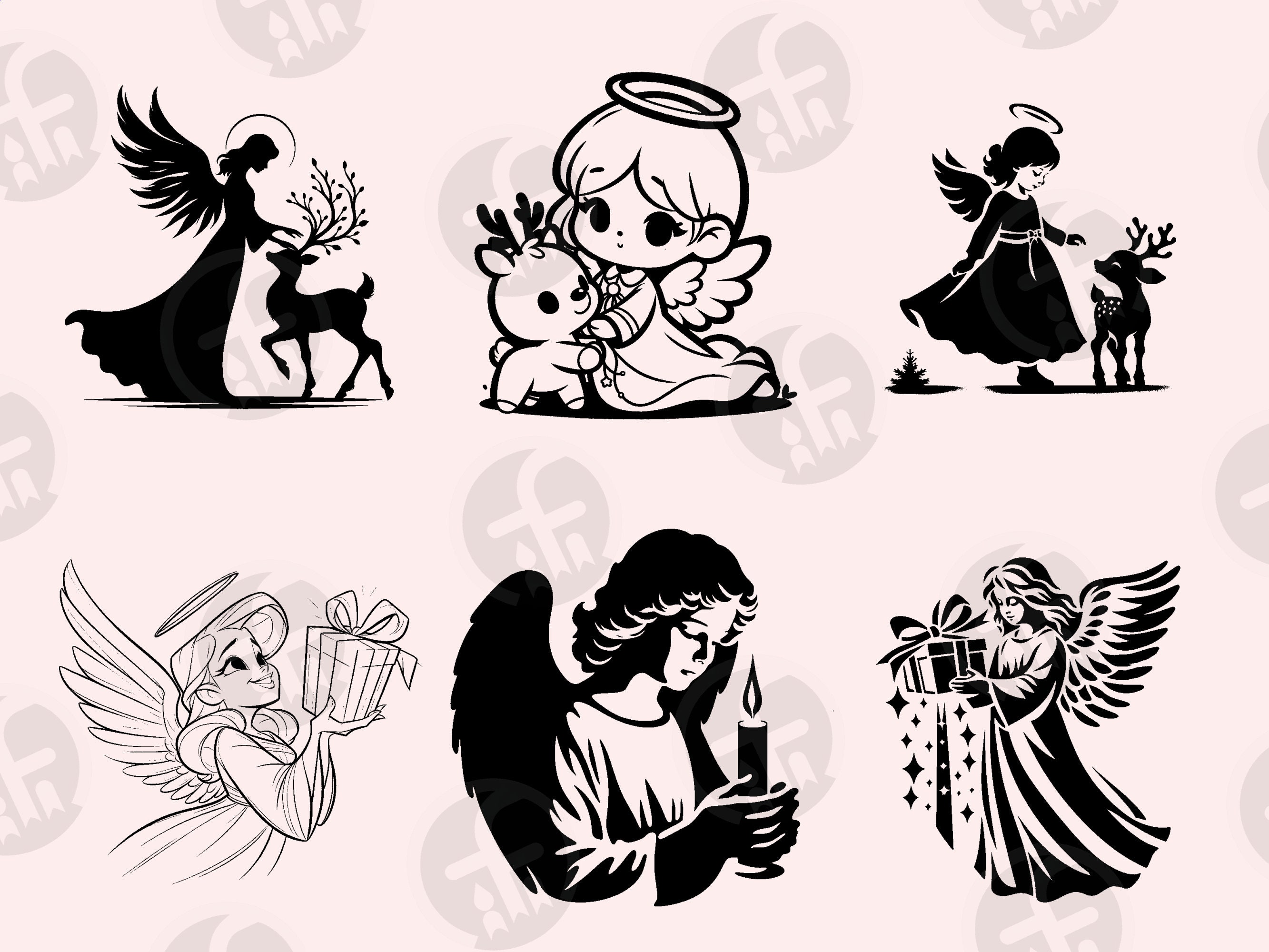Christmas Angel SVG Bundle: 54 Holiday Craft Designs (digital Download ...