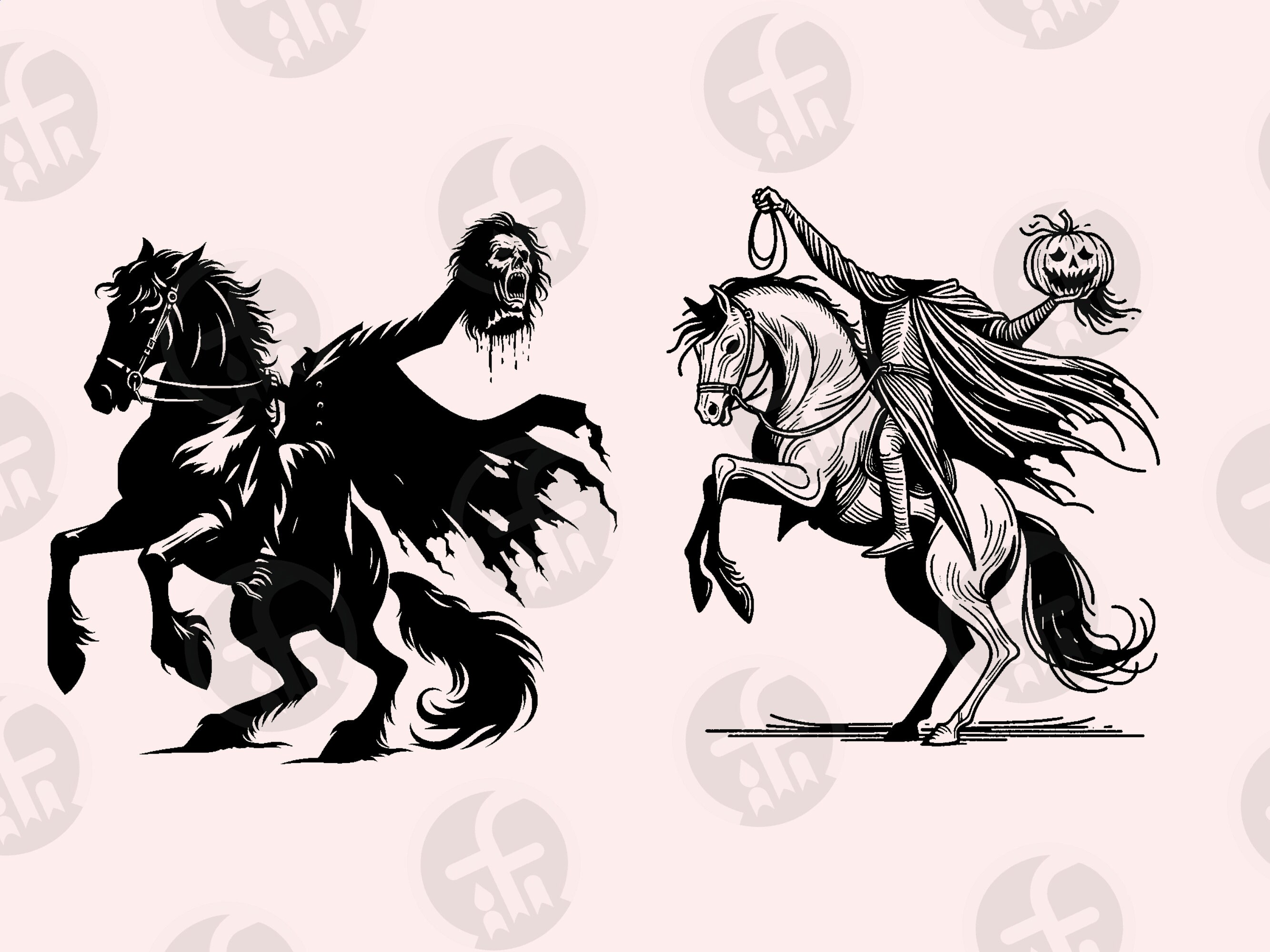 Headless Horseman SVG Bundle: Halloween Clipart, Laser Cut Files ...