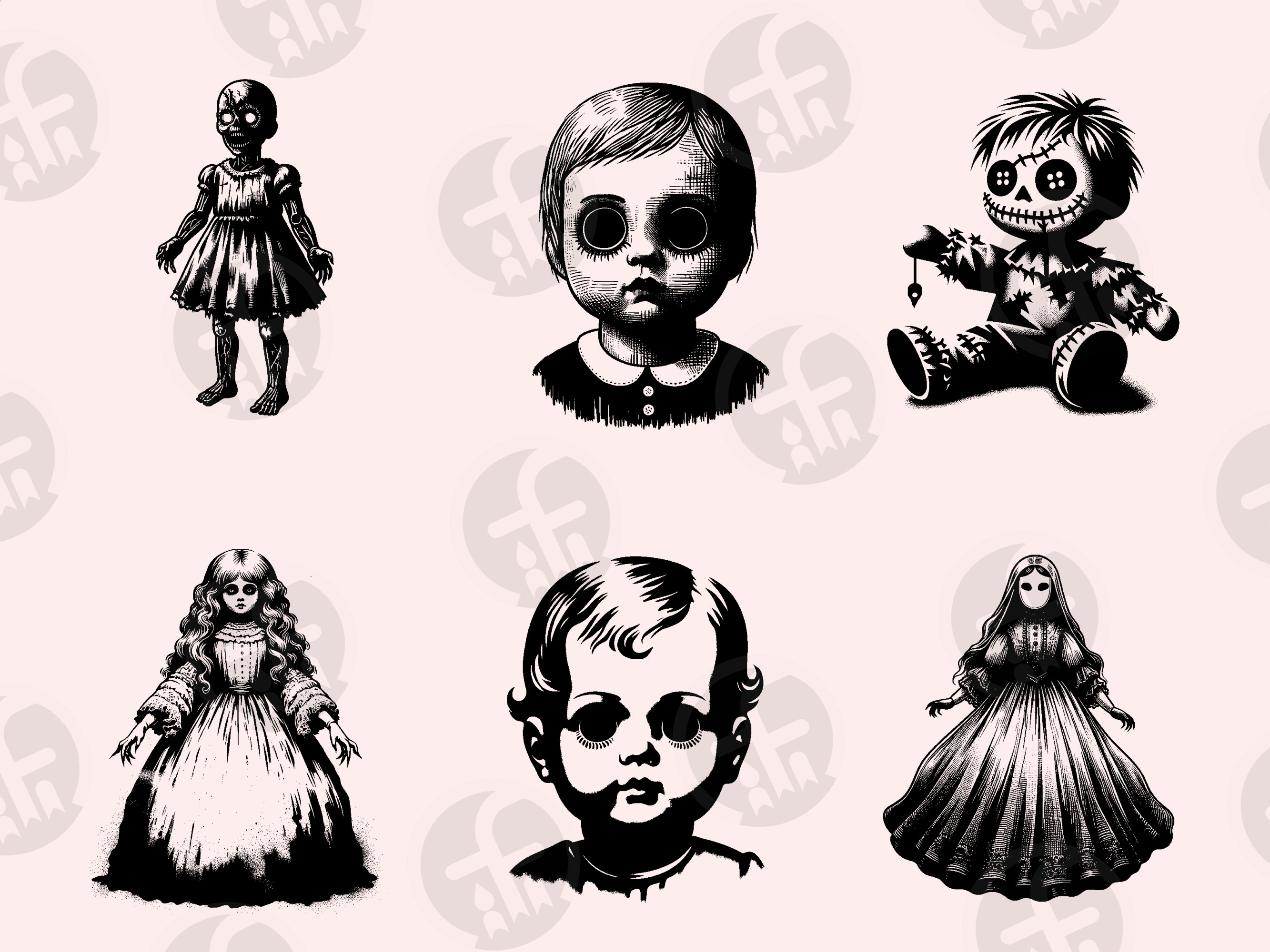 Haunted Doll Clipart: 54 Creepy Horror SVG Designs (digital Download ...