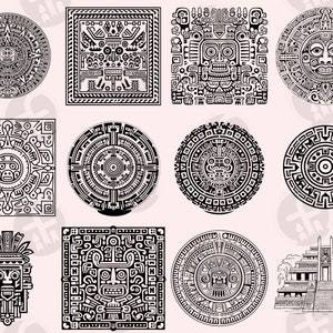 Aztec SVG Bundle - 96 Unique Designs - Ancient Mesoamerican Art ...