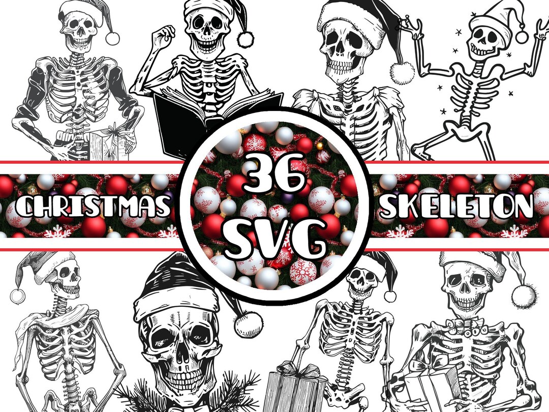 Christmas Skeleton SVG Bundle: 36 Unique Santa Designs (digital ...