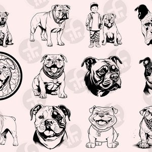 XL Bully SVG Bundle: 96 Muscular Dog Art Cut Files (digital Download ...