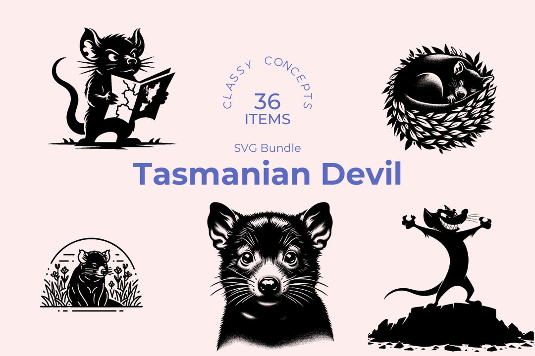 Tasmanian Devil SVG Bundle 36 Cut Files Sarcophilus Designs for Laser ...