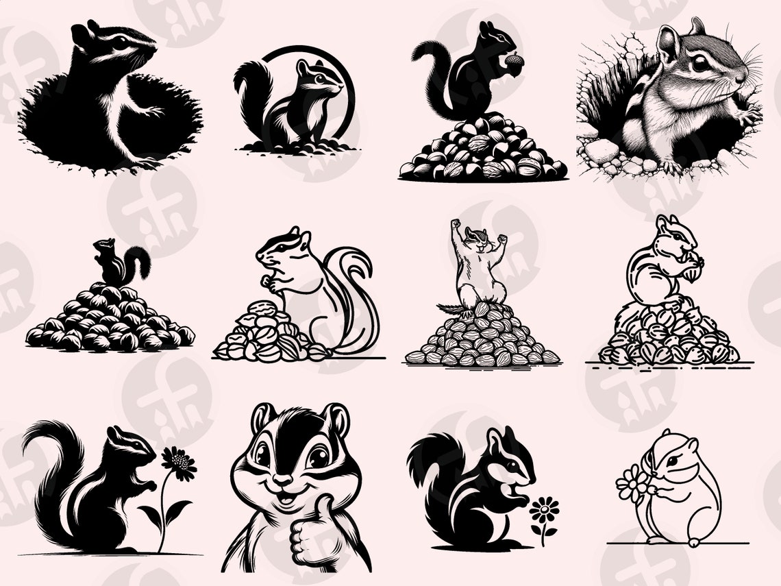 Chipmunk SVG Bundle: 72 Wildlife Designs for Cricut, Laser Cutting ...