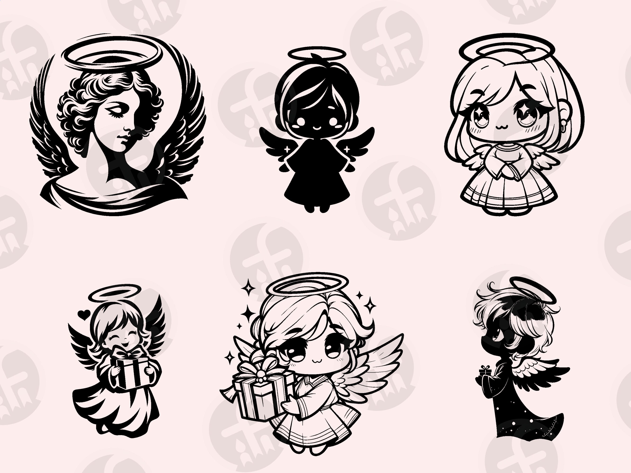 Christmas Angel SVG Bundle: 54 Holiday Craft Designs (digital Download ...