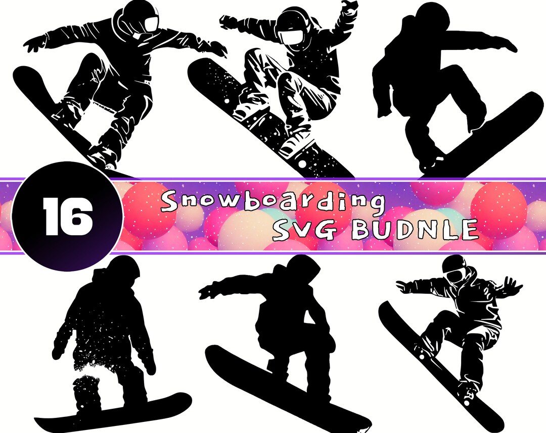 Snowboarding SVG Bundle - 16 Unique Design - Winter Sports Bundle ...
