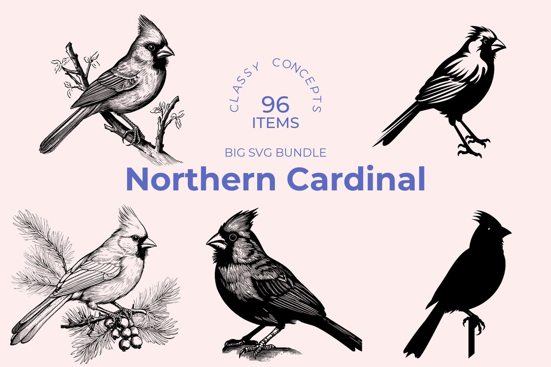 Cardinal SVG Bundle - 96 Cut Files - Black and White - Memorial Svg ...
